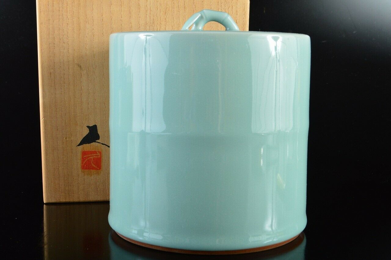 Suwa Sozan III Kyo Set: Celadon Chawan & Bamboo Mizusashi – Quality ...